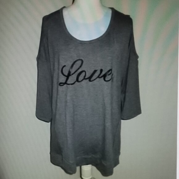 New York & Company | Tops | 3250 Women Open Shoulder Grayblack Love Top ...